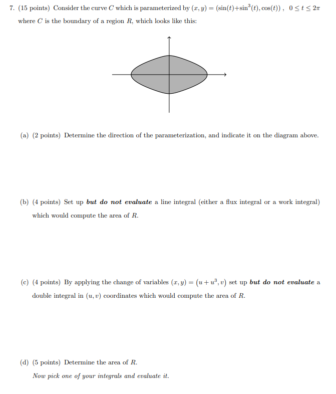 Solved 7. (15 points) Consider the curve C which is | Chegg.com