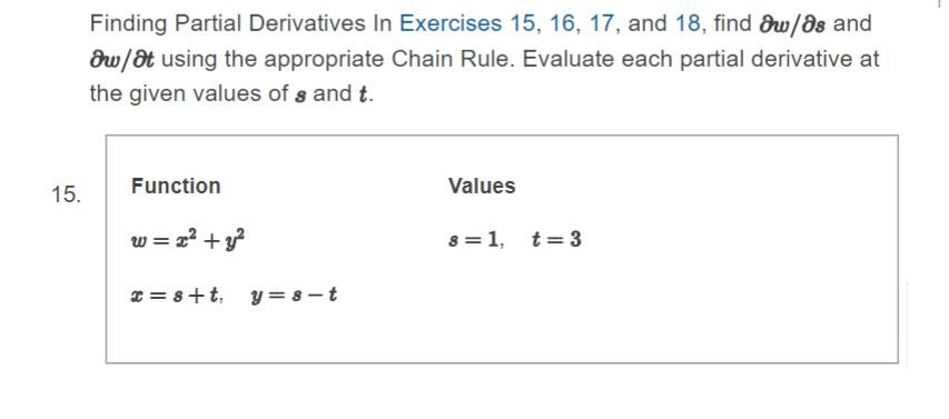 Solved Finding Partial Derivatives In Exercises 15,16,17, | Chegg.com