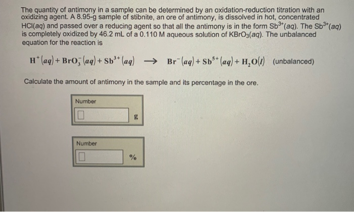 Solved The quantity of antimony in a sample can be | Chegg.com