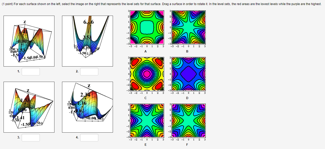 Solved (1 point) For each surface shown on the left, select | Chegg.com