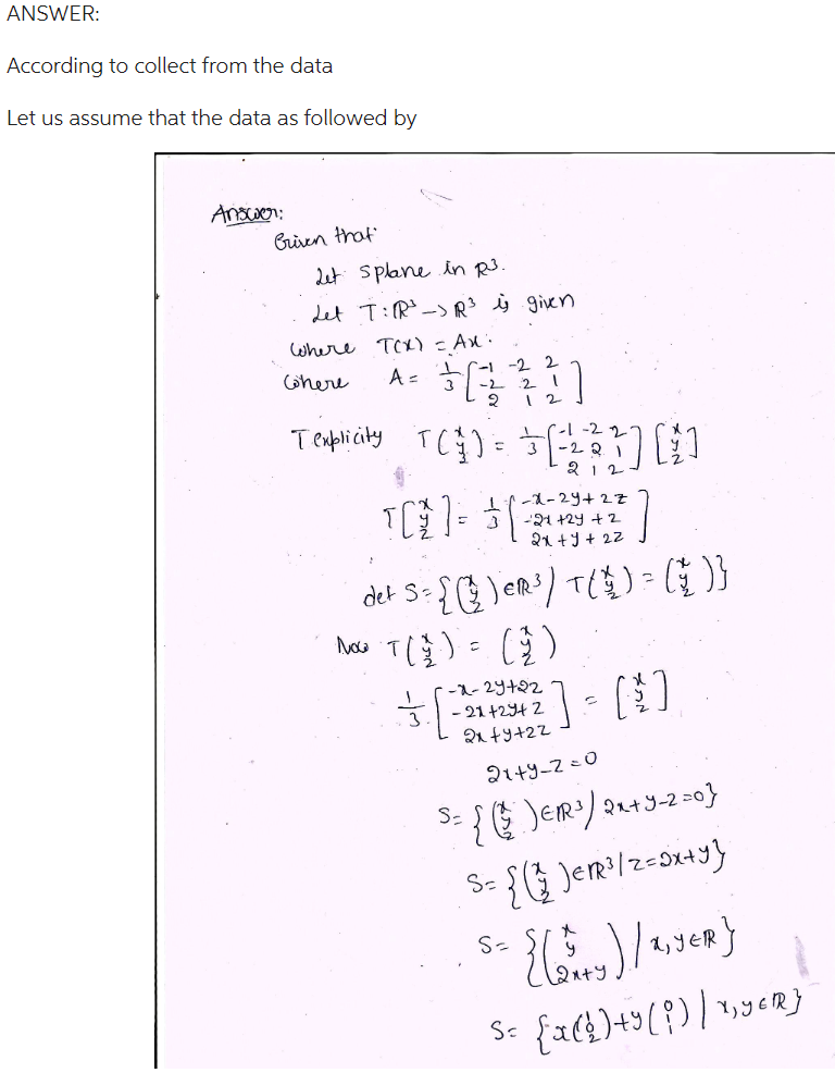 Solved Let S be a plane in R3 passing through the origin, so | Chegg.com