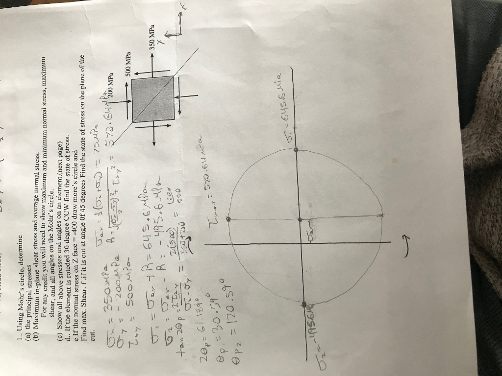 Solved 1.. Using Mohr's circle, determine (a) the principal | Chegg.com