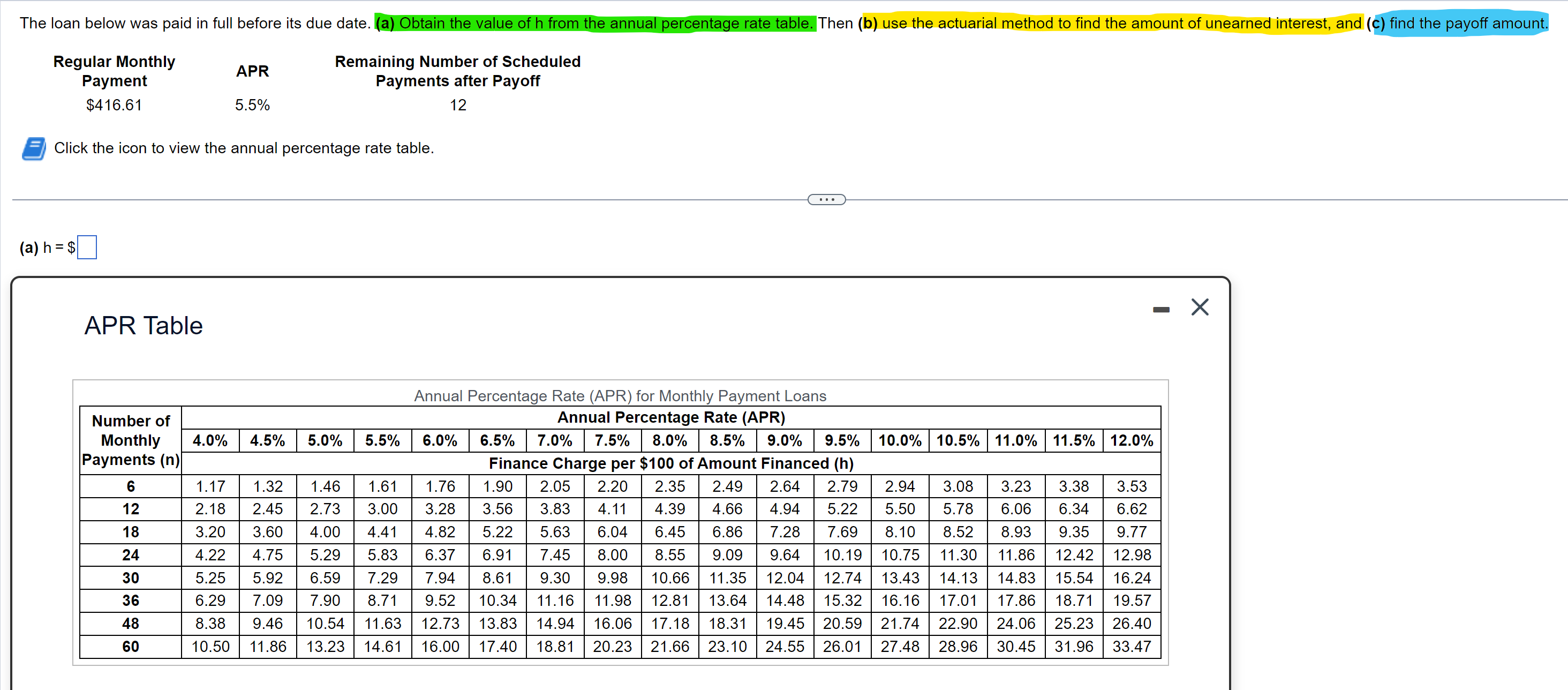 Solved The loan below was paid in full before its due date. | Chegg.com