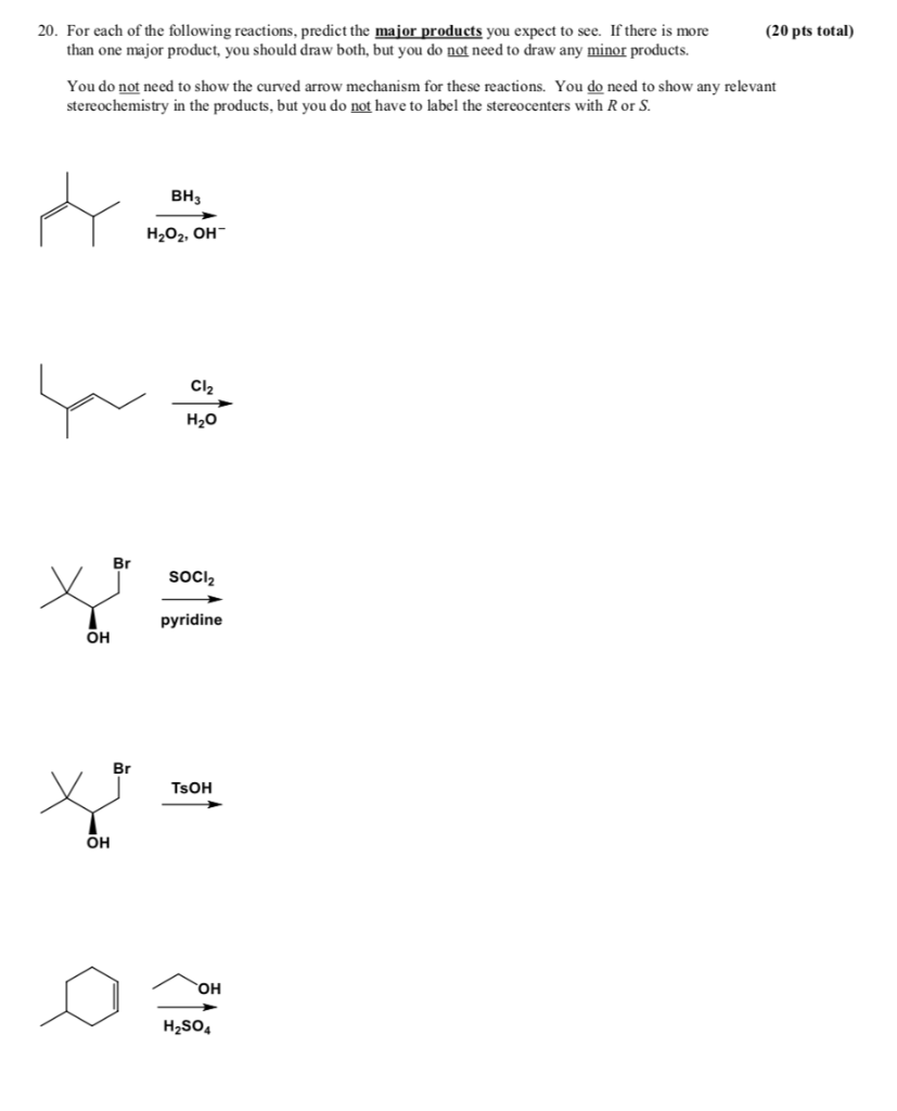 Solved 20 For Each Of The Following Reactions Predict The