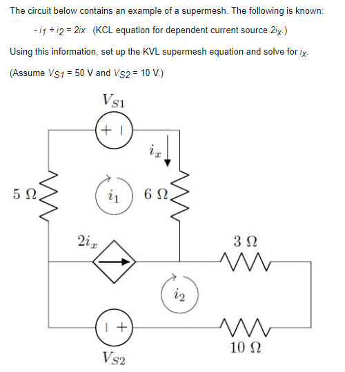 Solved The circuit below contains an example of a supermesh. | Chegg.com