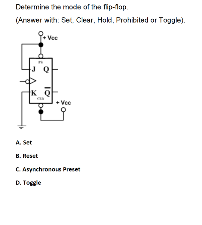 Solved Determine the mode of the flip-flop. (Answer with: | Chegg.com