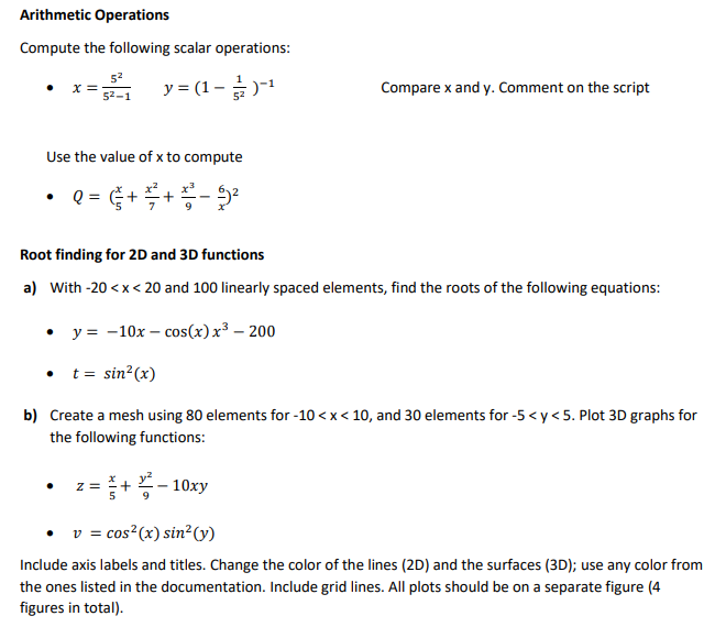 Solved Arithmetic Operations Compute the following scalar | Chegg.com