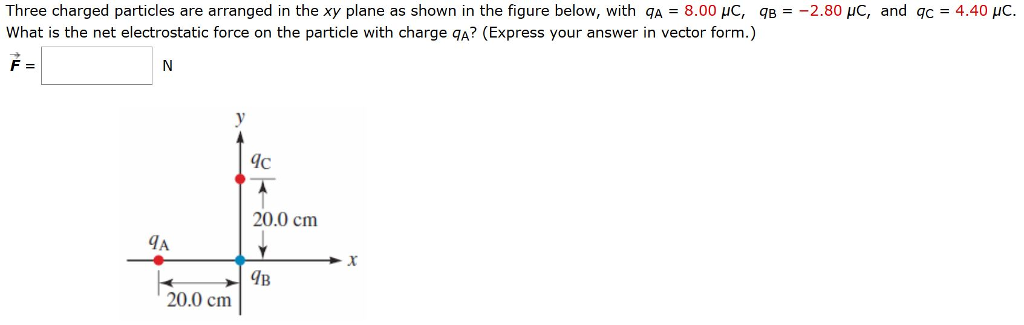 Solved Three charged particles are arranged in the xy plane | Chegg.com
