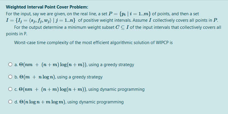Solved Weighted Interval Point Cover Problem: For the input, | Chegg.com