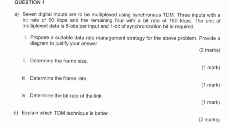 QUESTION 1 a) Seven digital inputs are to be | Chegg.com