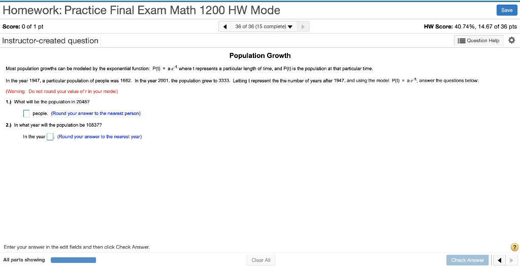 Solved Homework: Practice Final Exam Math 1200 HW Mode Save | Chegg.com