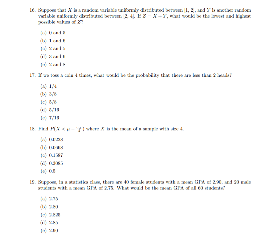 Solved 16. Suppose that X is a random variable uniformly | Chegg.com