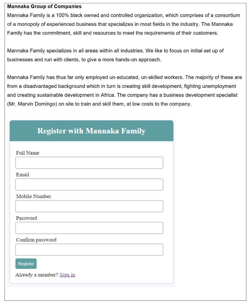 Solved Mannaka Group of Companies Mannaka Family is a 100% | Chegg.com