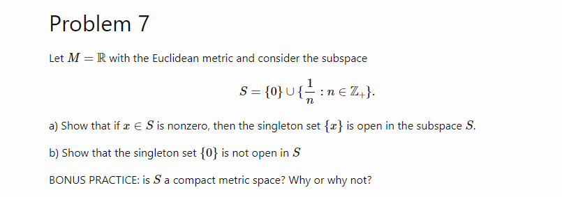 Solved Problem 7Let M=R ﻿with the Euclidean metric and | Chegg.com