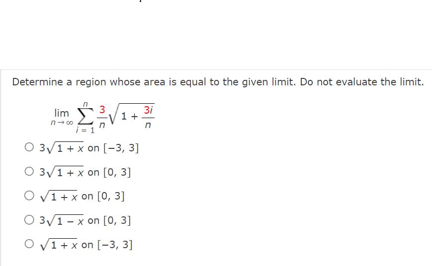 Solved Determine a region whose area is equal to the given | Chegg.com
