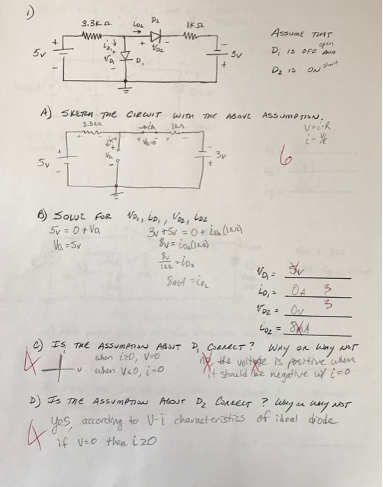 Solved Solve for Vd1, Id1, Vd2, Id2 and explain parts c and | Chegg.com