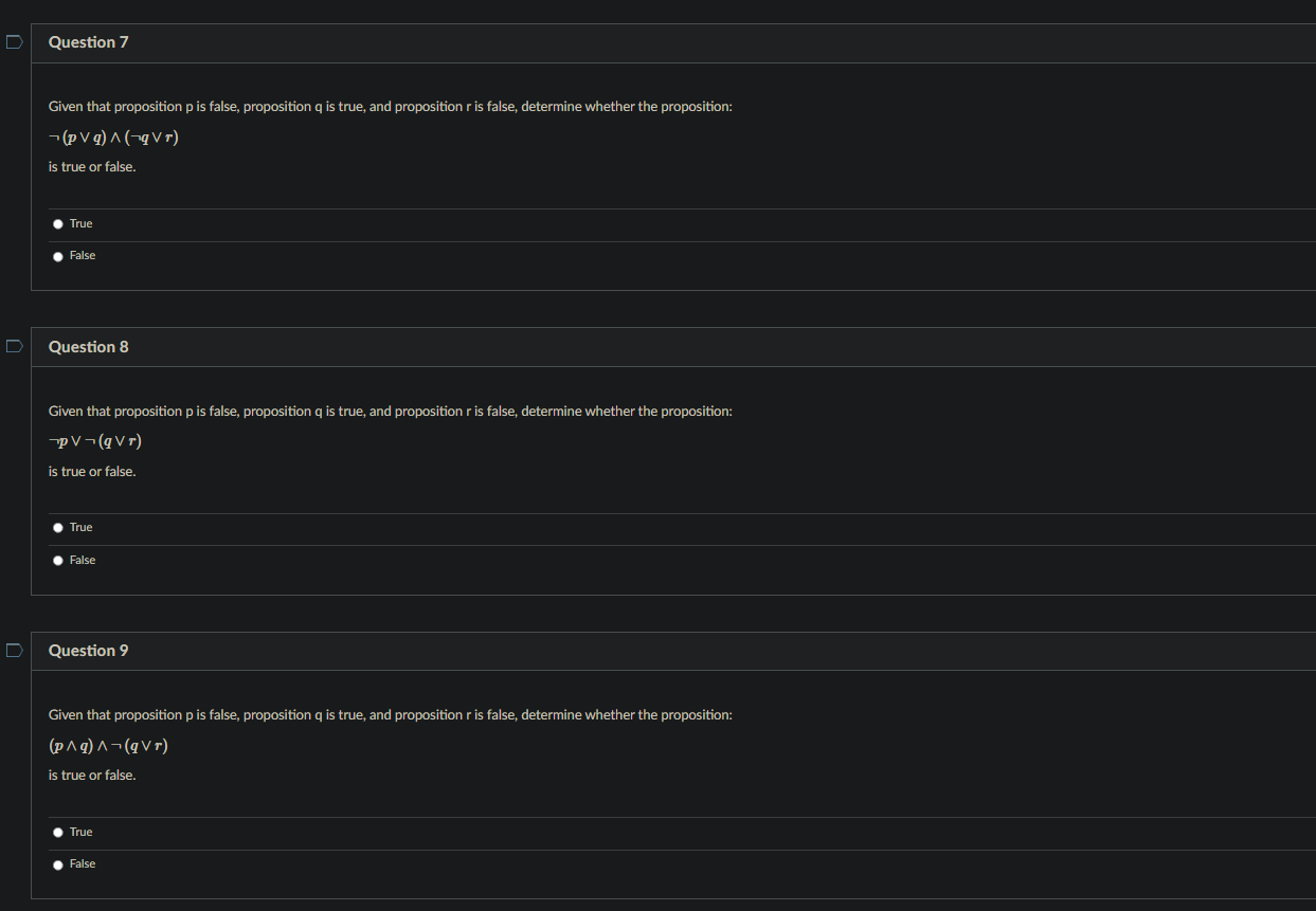 Solved D Question 7 Given that proposition p is false, | Chegg.com