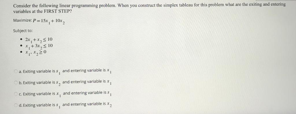 Solved Consider the following linear programming problem. | Chegg.com