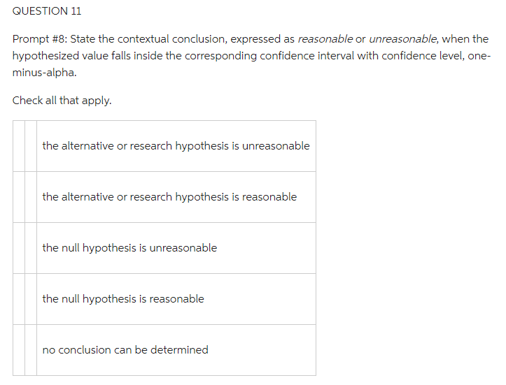 Solved Prompt \#8: State the contextual conclusion, | Chegg.com