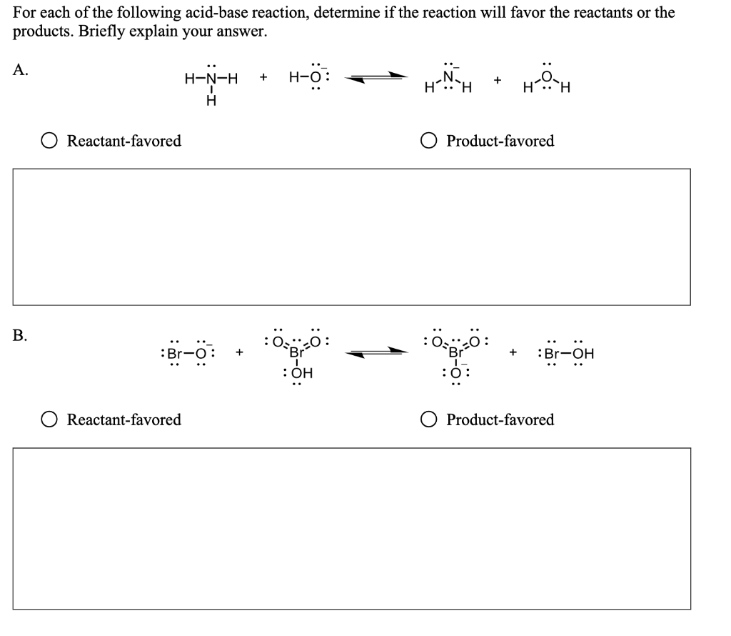 Solved For each of the following acid-base reaction, | Chegg.com