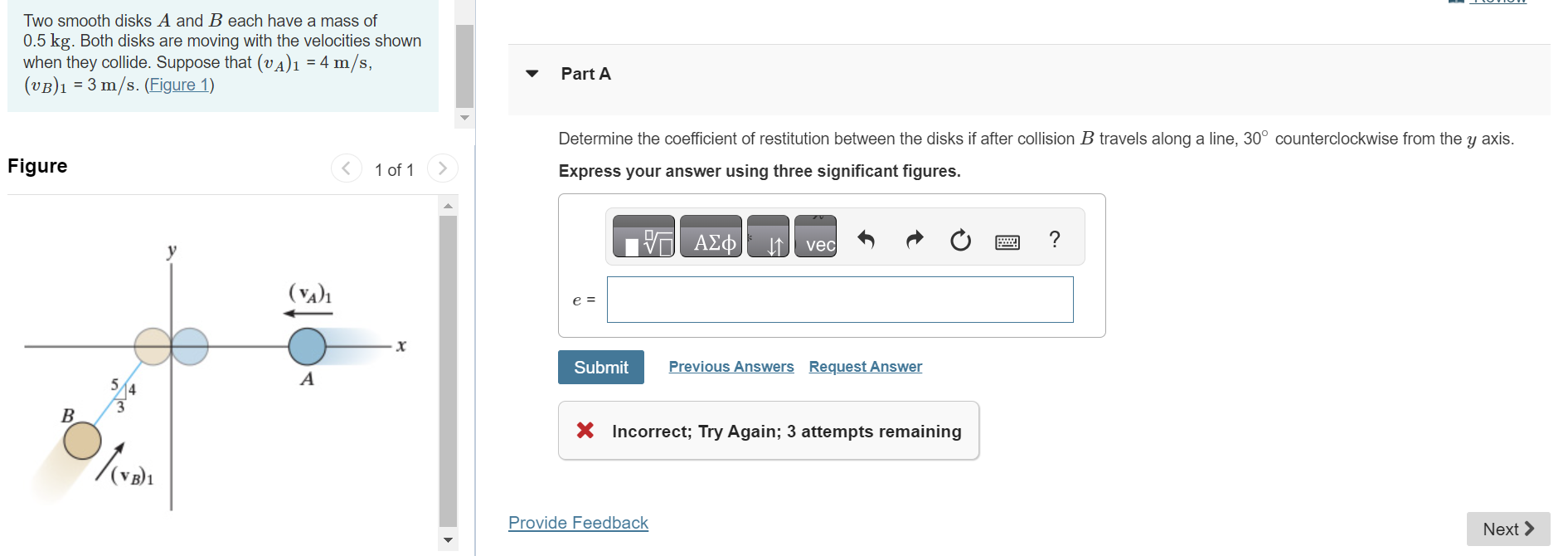 Solved Two smooth disks A and B ﻿each have a mass of0.5 kg . | Chegg.com