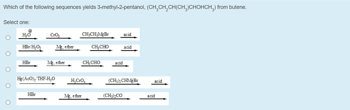 Solved Select the major product from the following reaction | Chegg.com