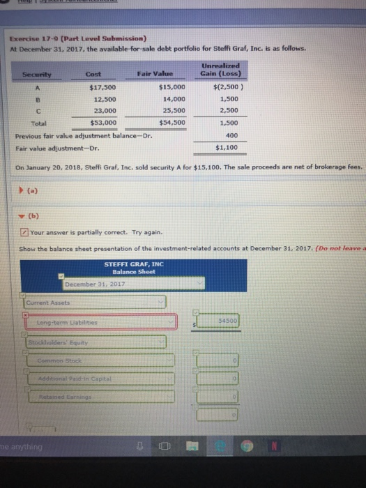 Solved Exercise 17-9 (Part Level Submission) At December 31, | Chegg.com