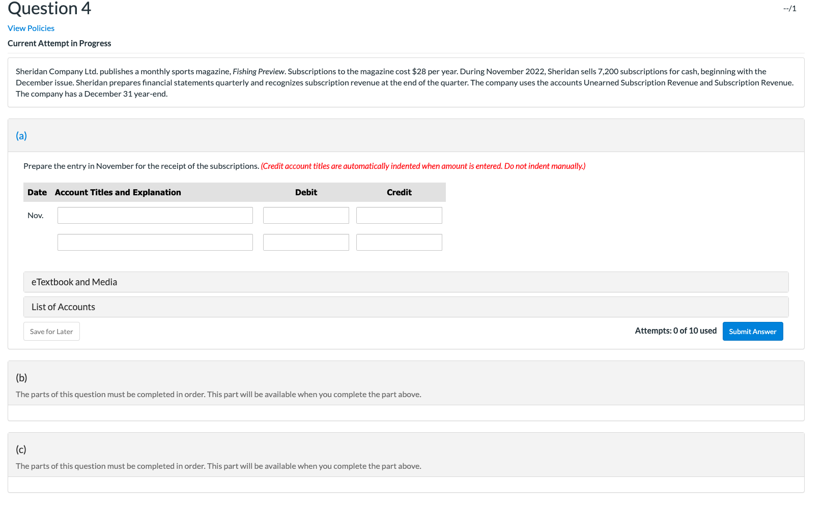 Solved Question 3 --/1 View Policies Current Attempt in | Chegg.com