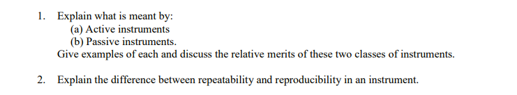 Solved 1. Explain what is meant by: (a) Active instruments | Chegg.com