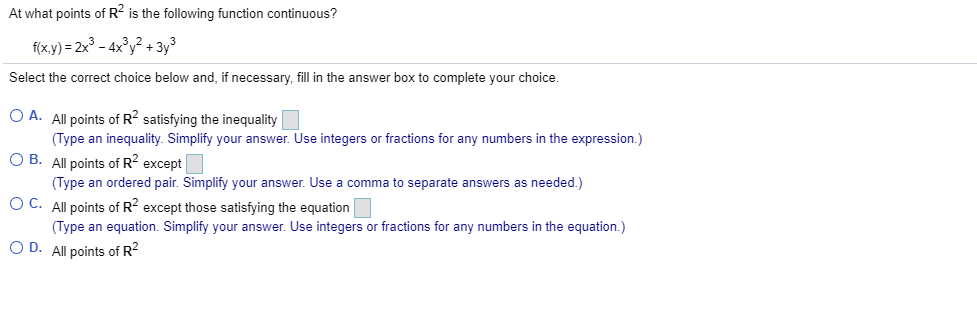 Solved At what points of R2 is the following function | Chegg.com