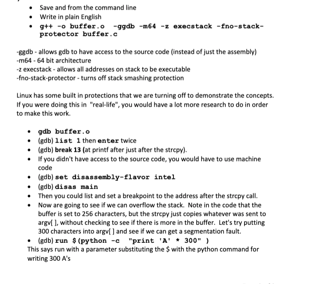 Goal: Understand the concept of Buffer Overflows, | Chegg.com
