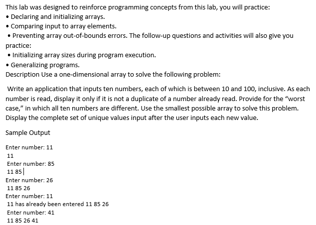 Solved This lab was designed to reinforce programming | Chegg.com