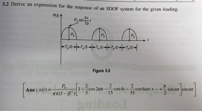 Solved 5.2 Derive an expression for the response of an SDOF | Chegg.com