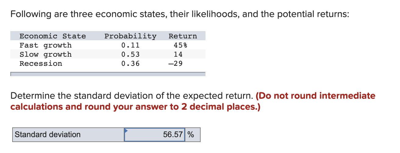 Solved Following are three economic states, their | Chegg.com