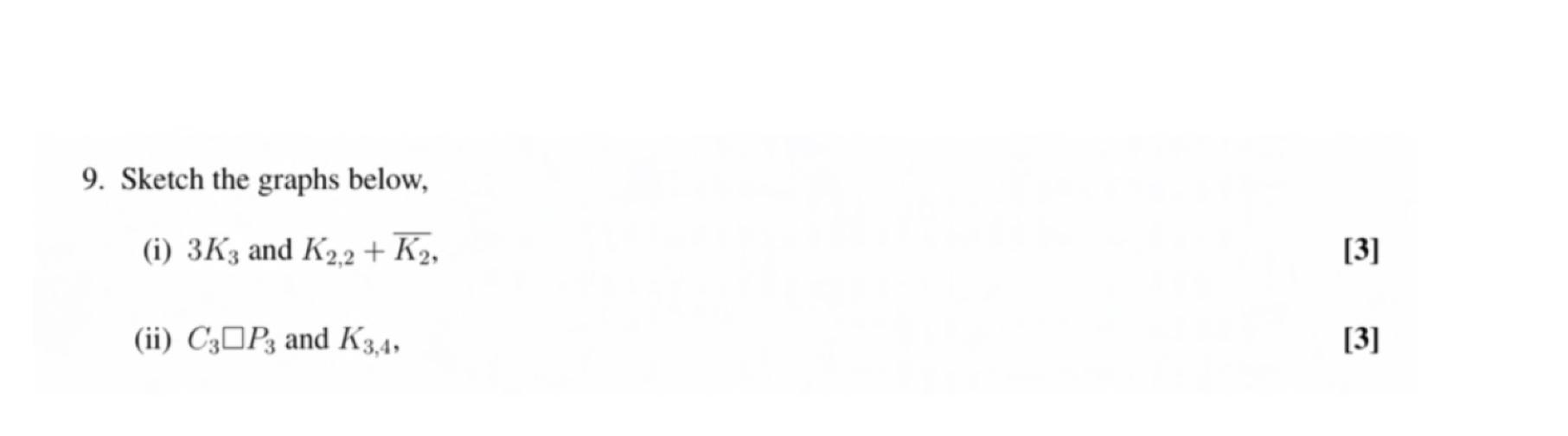 Solved 9. Sketch the graphs below, (1) 3K3 and K22+K2, [3] | Chegg.com