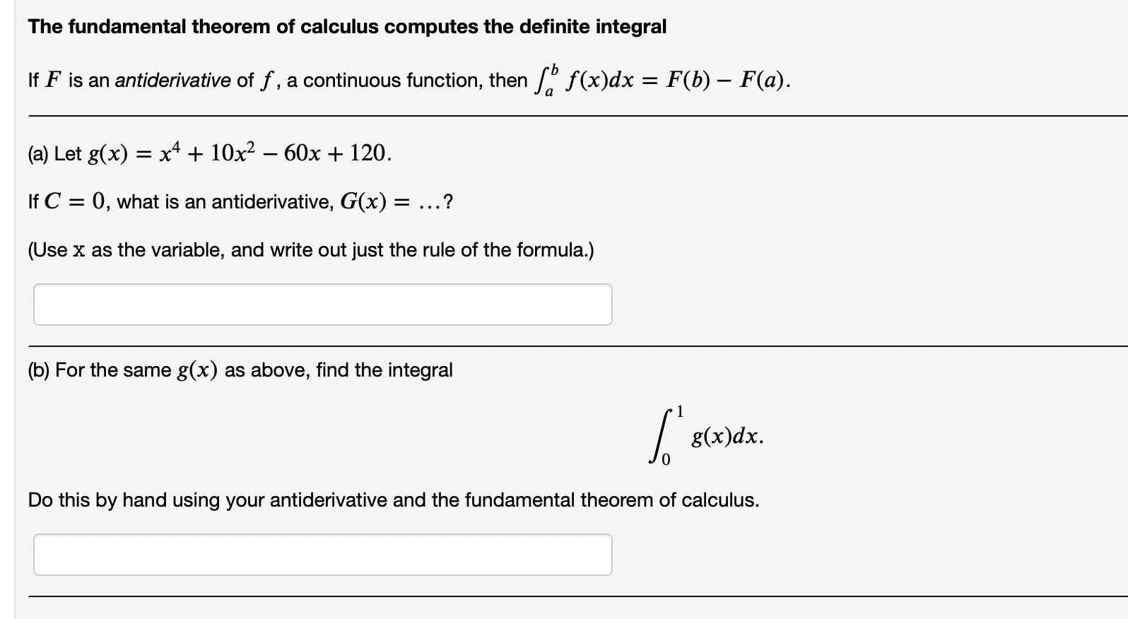 Solved The fundamental theorem of calculus computes the | Chegg.com