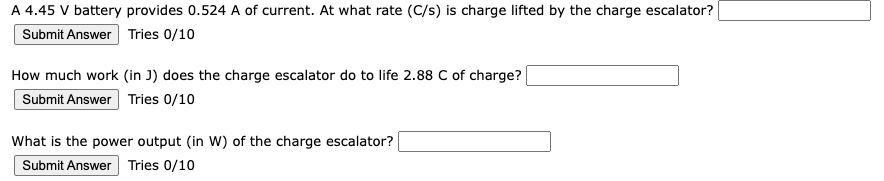 Solved A 4.45 V battery provides 0.524 A of current. At what | Chegg.com
