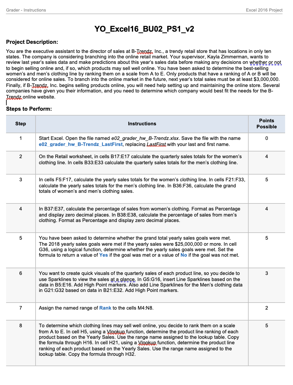 Solved YO_Excel16_BU02_PS1_v2 Project Description: You are | Chegg.com