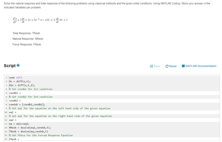 Solved Solve the natural response and total response of the | Chegg.com