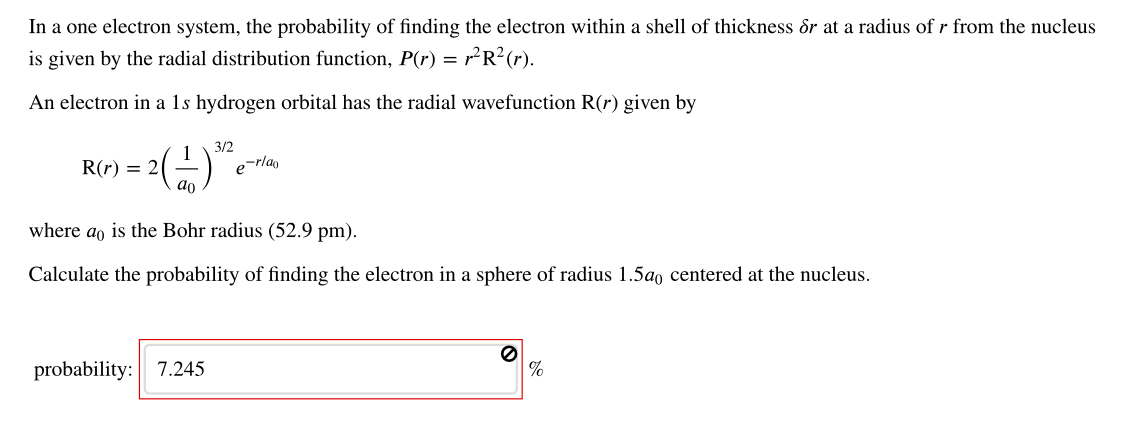 Solved In a one electron system, the probability of finding | Chegg.com