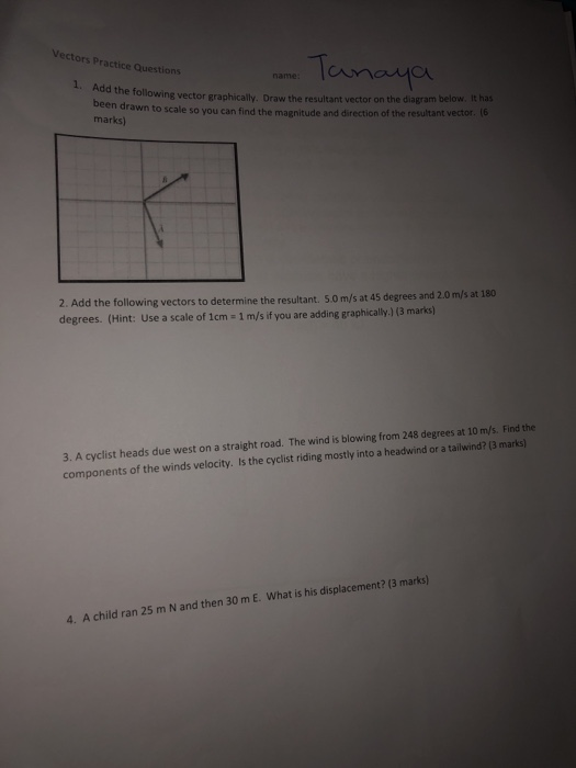 Solved Vectors Practice Questions name:Cmaa 1, l. Add the | Chegg.com