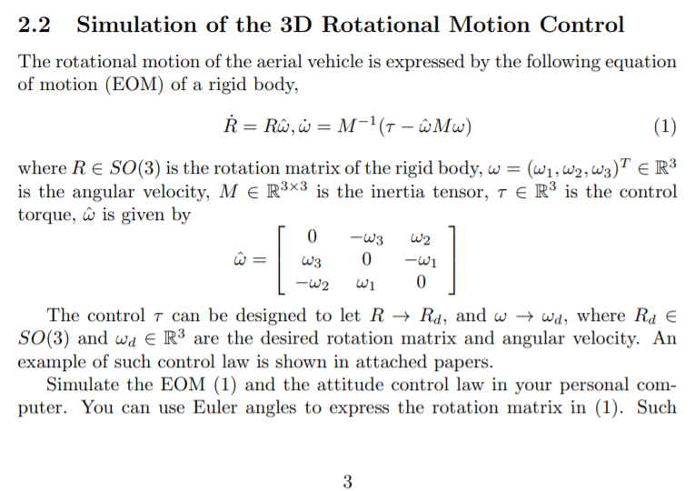2.2 Simulation of the 3D Rotational Motion Control | Chegg.com