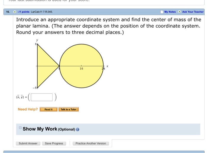 Solved 16. -/1 points Introduce an appropriate coordinate | Chegg.com
