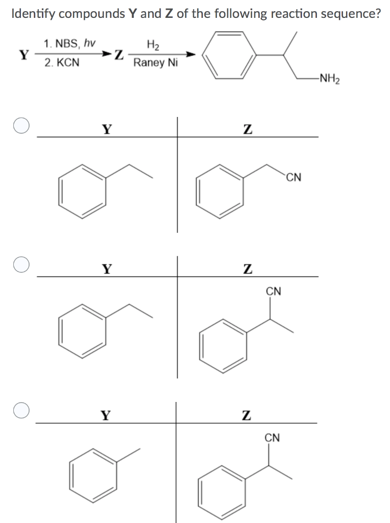 Solved Identify compounds Y and Z of the following reaction | Chegg.com
