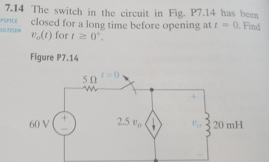Solved 7.14 The switch in the circuit in Fig. P7.14 has been | Chegg.com