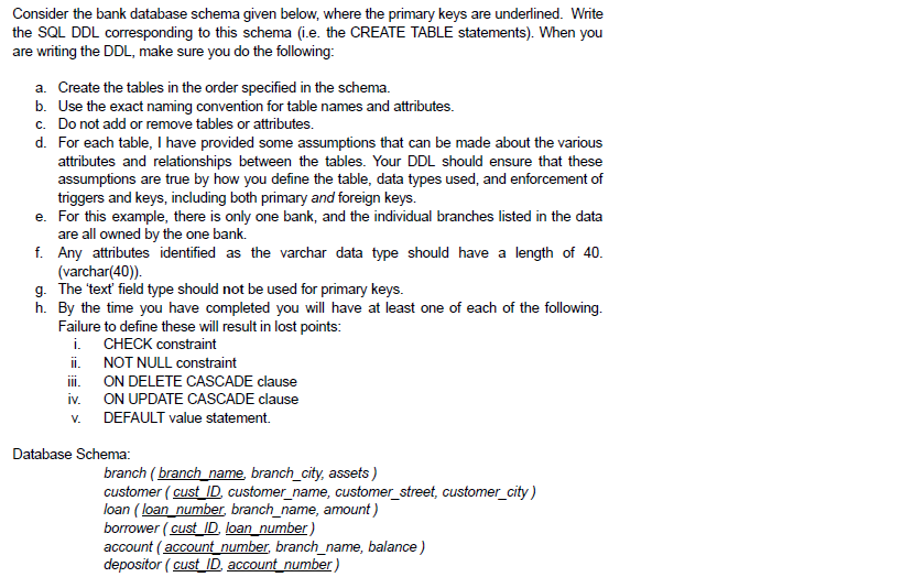 Solved Consider the bank database schema given below, where | Chegg.com