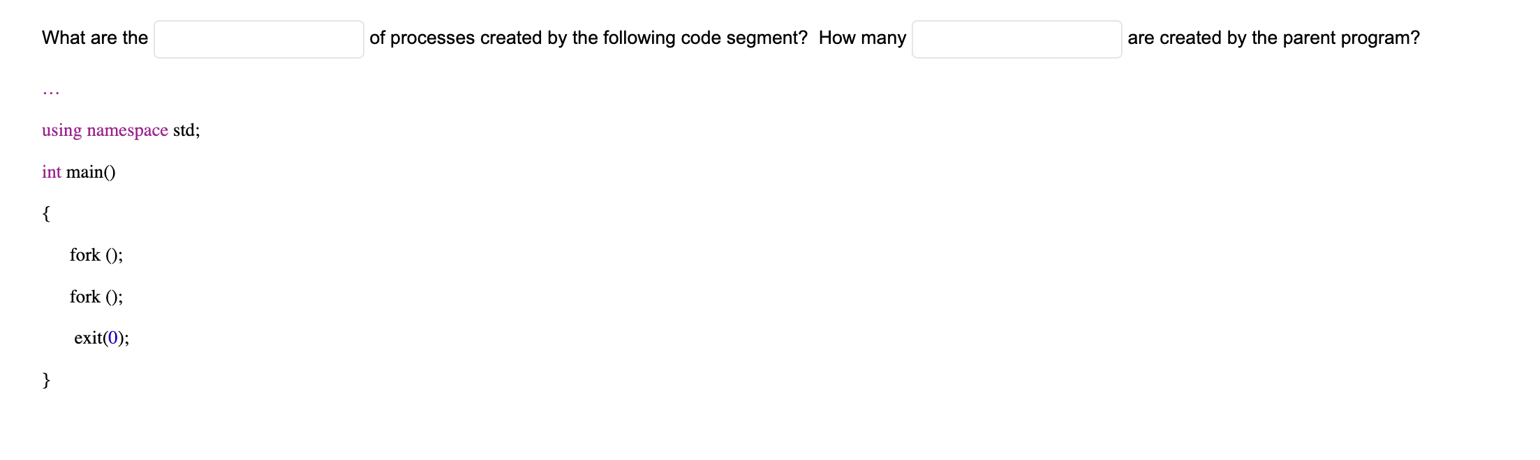 Solved What are the of processes created by the following | Chegg.com