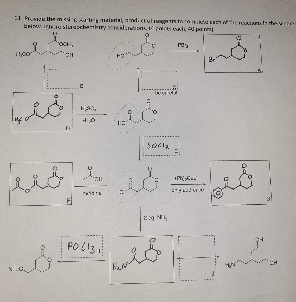 Solved 11. Provide the missing starting material, product of | Chegg.com
