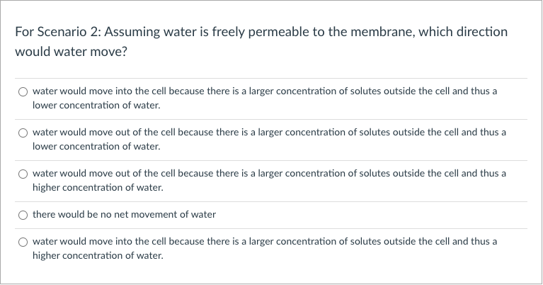 Solved For Scenario 2: Assuming water is freely permeable to | Chegg.com