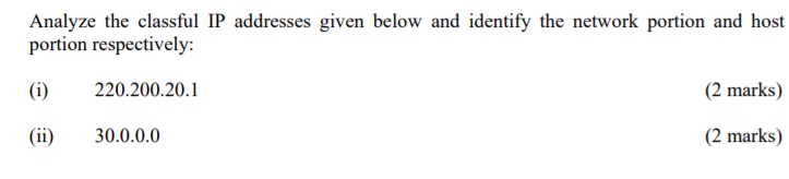 Solved Analyze the classful IP addresses given below and | Chegg.com